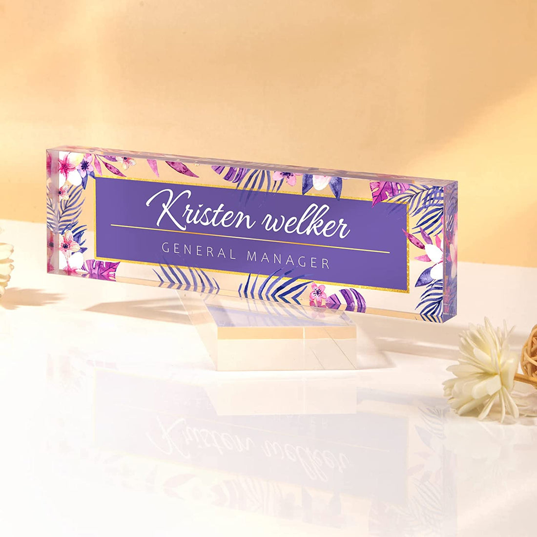 Office Desk Name Plate Personalized Custom Name Plates for Desks on Ac